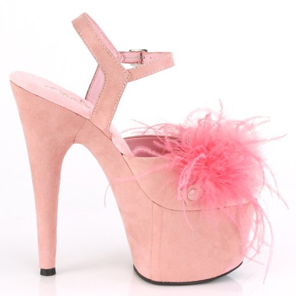 Shoes | Barbiecore Barbie Platform Marabou Feather High Heel Shoes ...